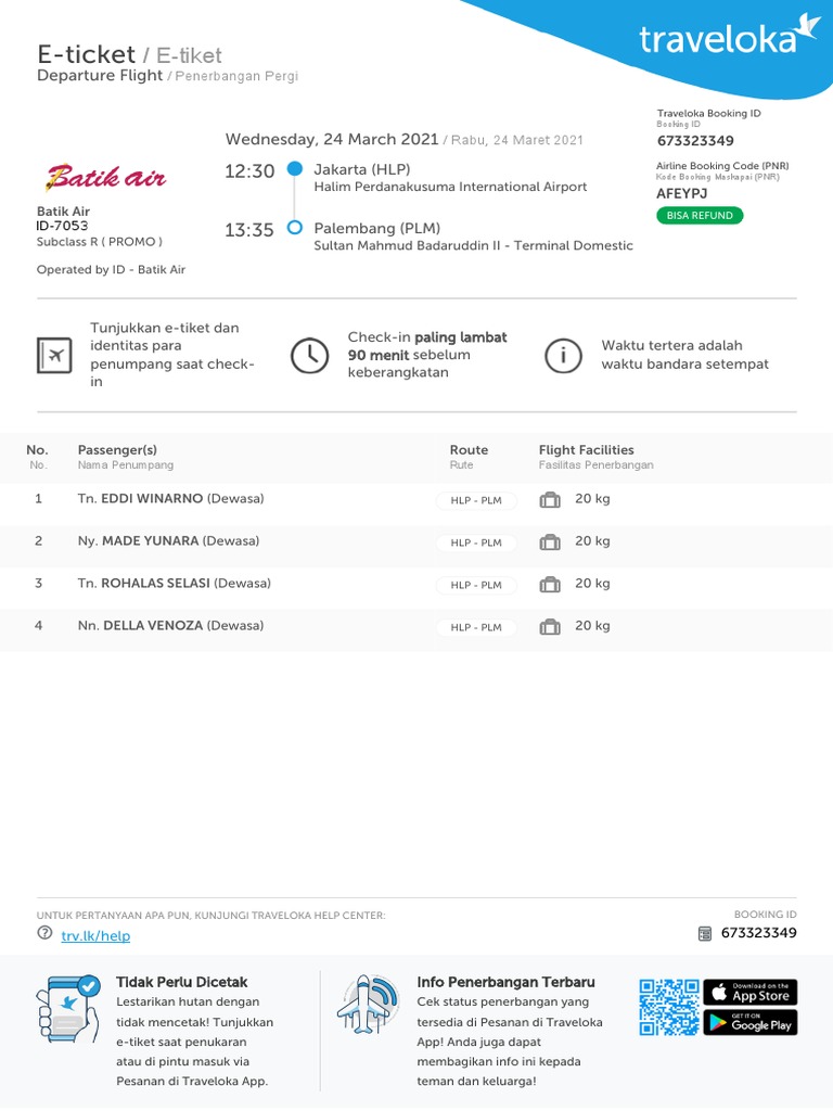 Gema Repelita Vaksi-HLP-AFEYPJ-PLM-FLIGHT - ORIGINATING | PDF