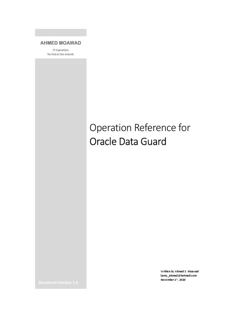 Oracle Data Guard Operation Reference V1.0 | PDF | Computer Engineering ...