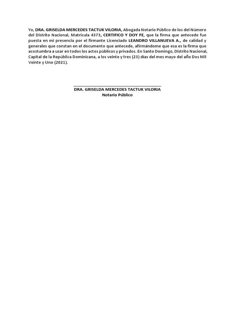 Coletilla Notario Griselda Tactuk CLV | PDF