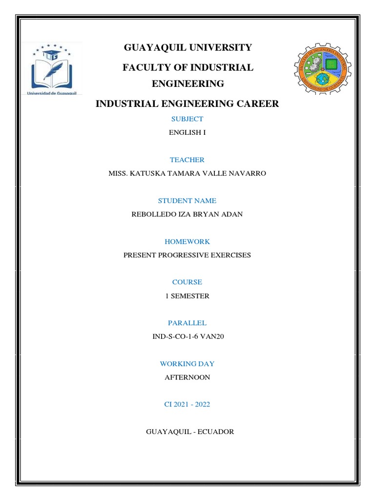 REBOLLEDO IZA BRYAN ADAN-The Present Progressive Exercises 25-08-2021 | PDF