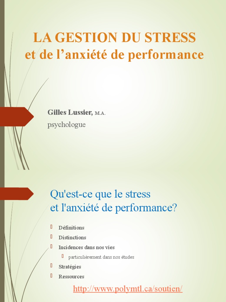 La Gestion Du Stress - Tableau - Anxiete - Performance - Conseils | PDF ...