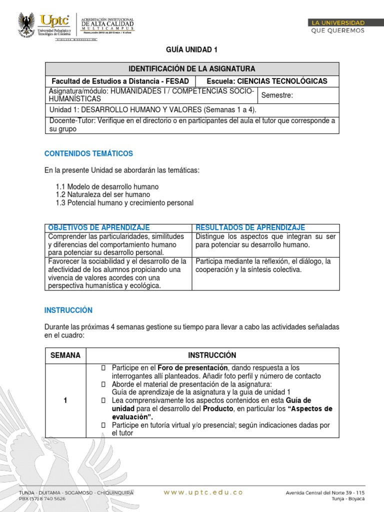 2021 Guía 1a Unidad Humanidades Competencias Socio-Humanísticas | PDF | Aprendizaje | Evaluación