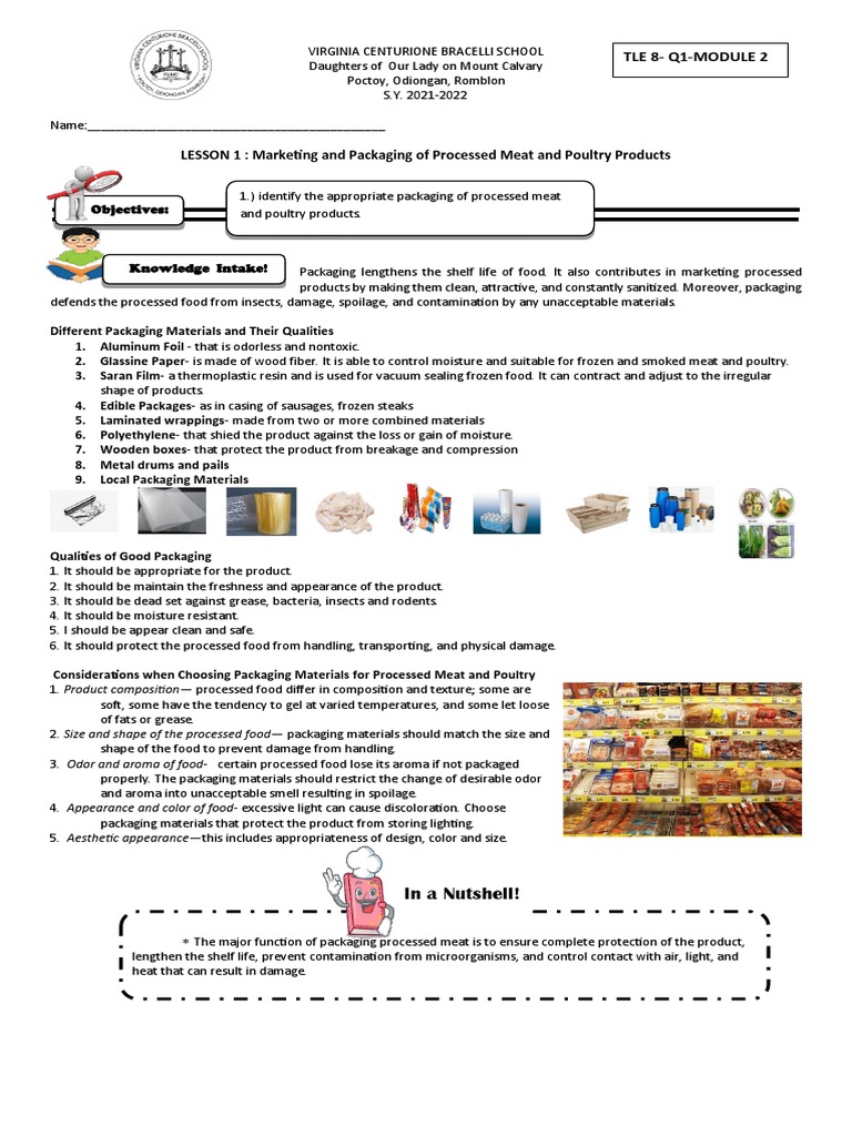 Tle 8 - Q1-Module 2 Week 3 | PDF | Shellfish | Foods