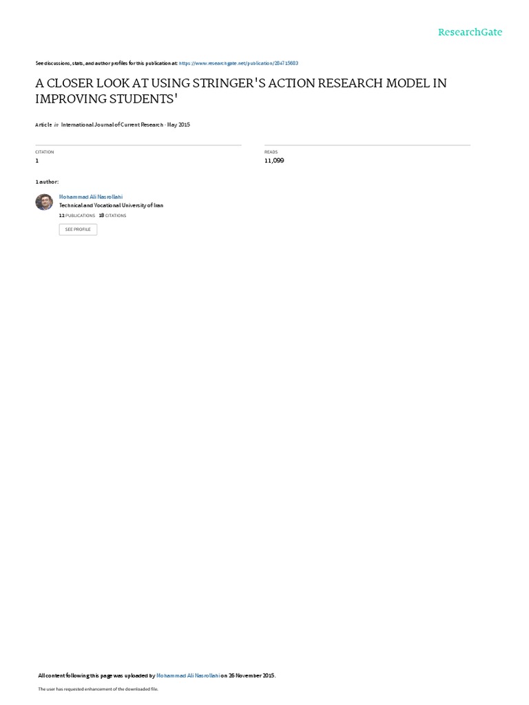 A Closer Look at Using Stringer Action Research Model in Improving ...