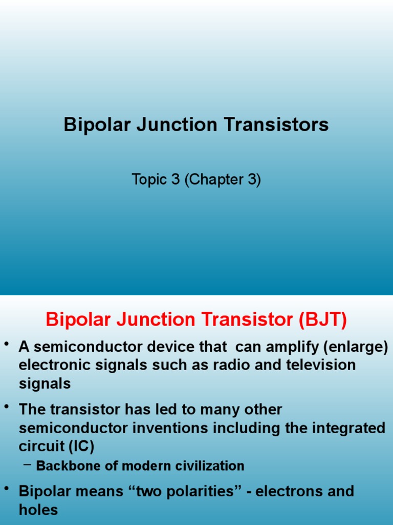 Bipolar Junction Transistors: Topic 3 (Chapter 3) | PDF | Bipolar Junction Transistor | Transistor