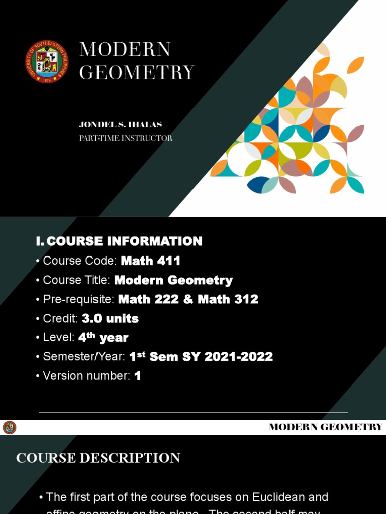 Course Syllabus for Modern Geometry | PDF | Geometry | Euclidean Space