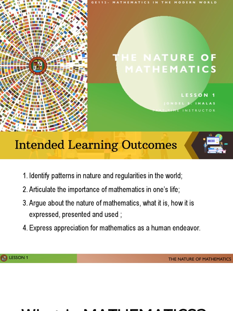 Lesson 1 - The Nature of Mathematics | PDF | Pattern | Shape
