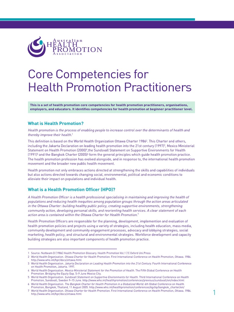 Health Promotion Core Competencies | PDF | Competence (Human Resources ...