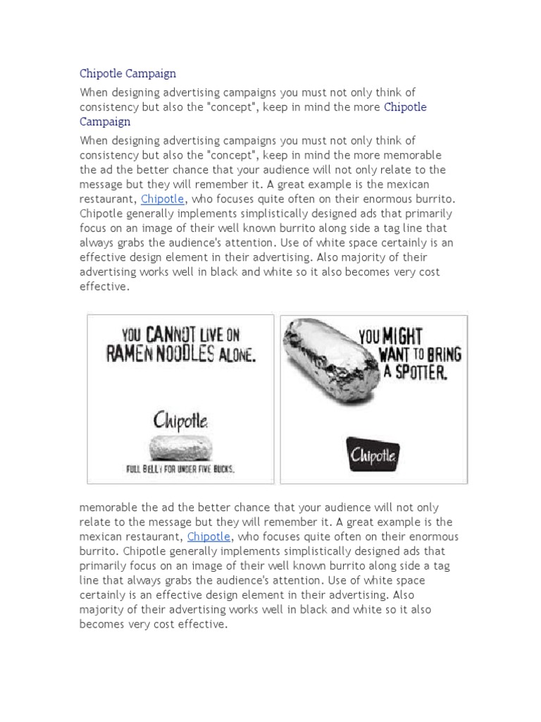 Chipotle Campaign Chipotle Campaign | PDF | Chipotle Mexican Grill | Menu