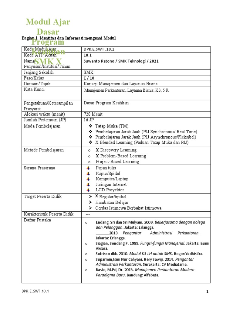 Draf Modul Ajar - SWT | PDF