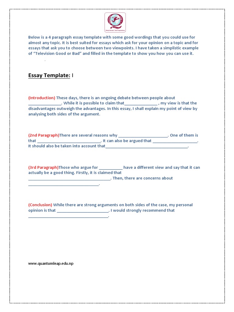 PTE Essay Templates | PDF | Essays | Argument