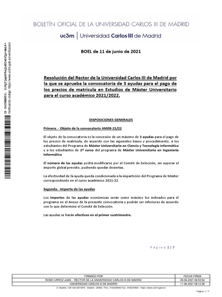 Ayudas Matrícula Máster UC3M 2021/22 | PDF | Madrid | Academia
