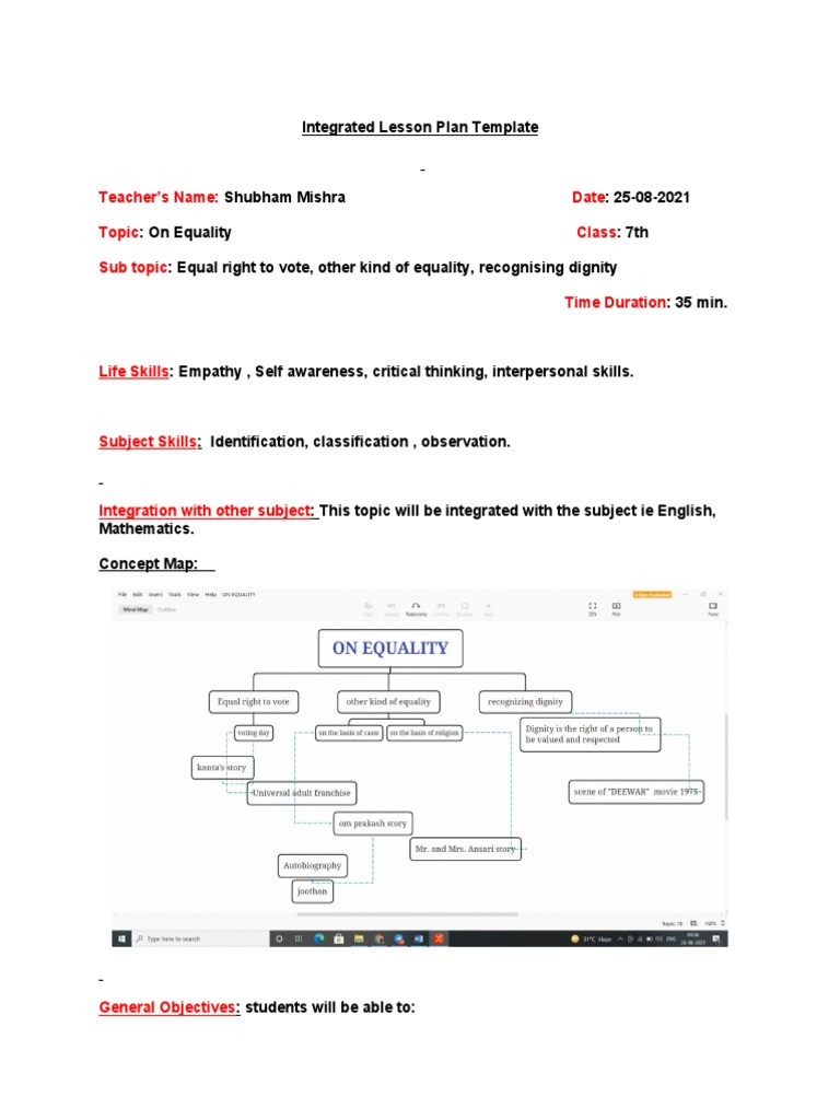 Integrated Lesson Plan Template | PDF | Teachers | Lesson Plan