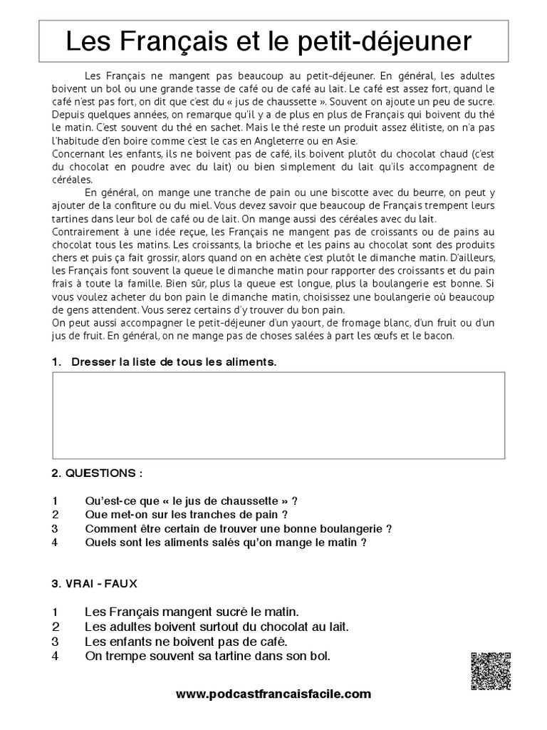 Les Francais Et Le Petit Dejeuner | PDF | Nourriture et boisson ...