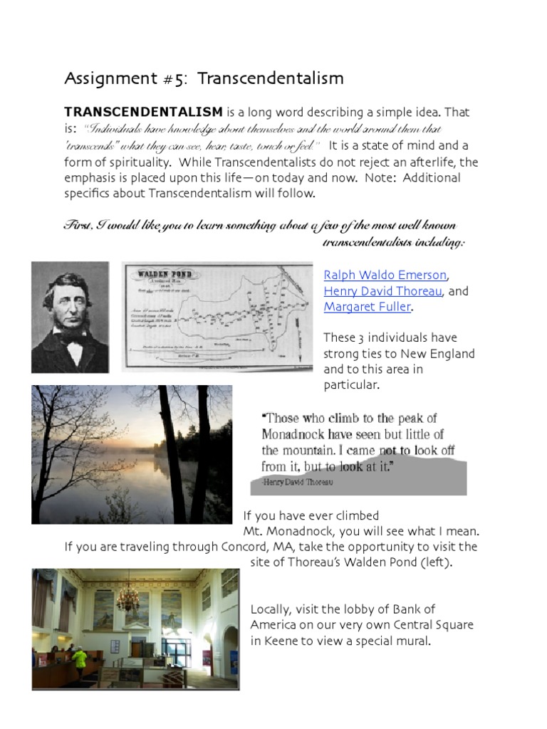 Assignment #5: Transcendentalism: TRANSCENDENTALISM Is A Long Word ...
