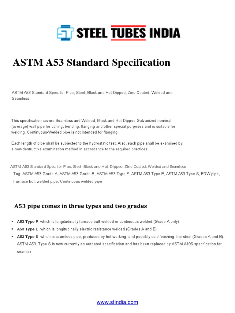 PDF of Astm A53 Standard Specification | PDF | Pipe (Fluid Conveyance ...