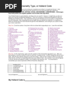 Holland Code Personality Assessment Guide | PDF | Leadership | Psychology