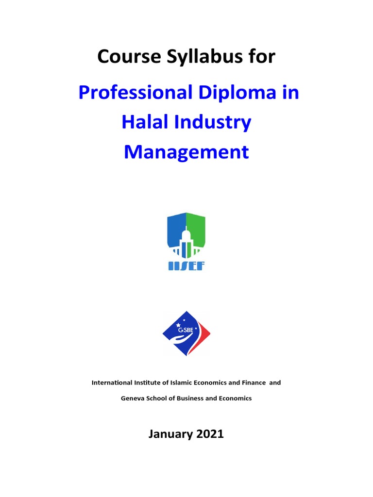 Professional Diploma in Halal Industry Management: Course Syllabus For ...