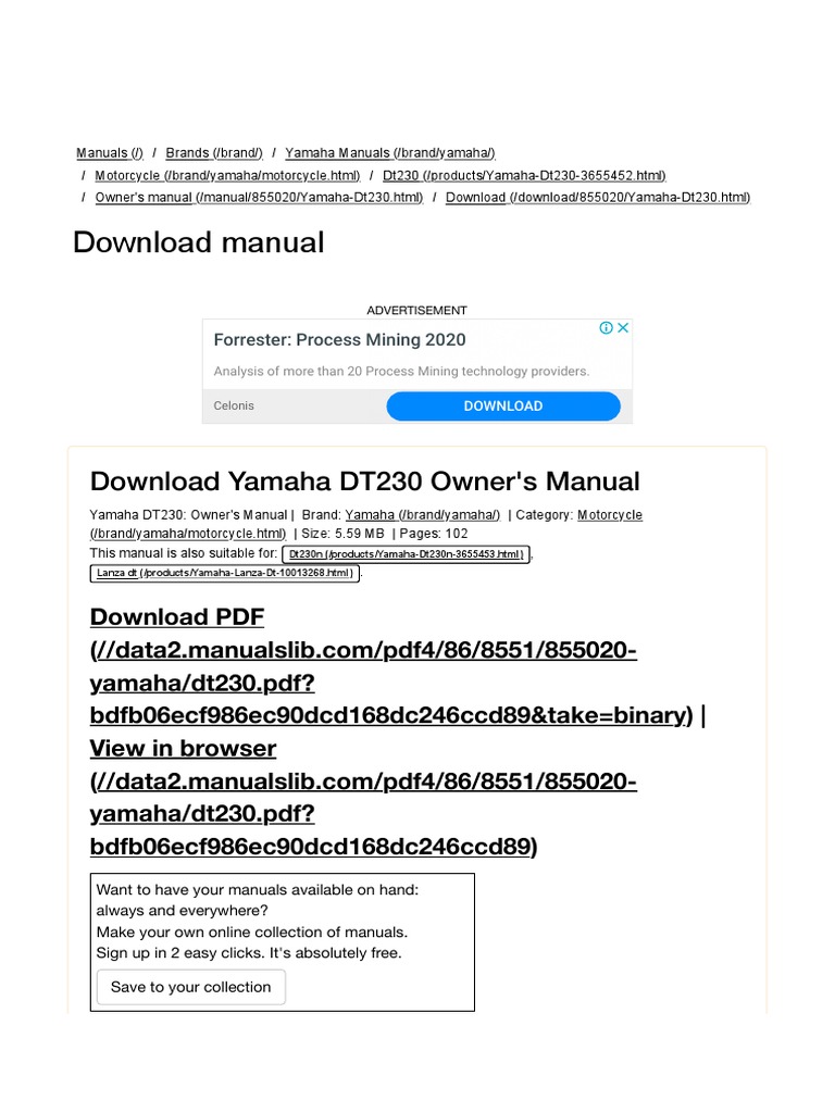 Yamaha DT230 Owner's Manual - ManualsLib | PDF | Computing