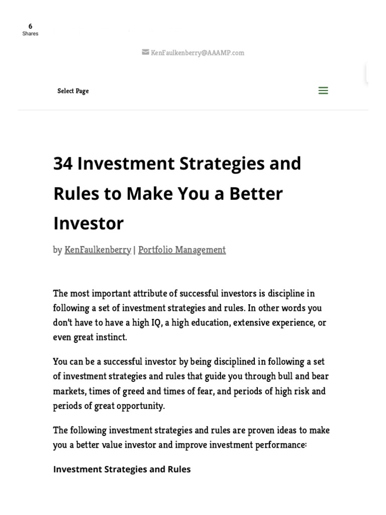 34 Investment Strategies and Rules To Make You A Better Investor ...