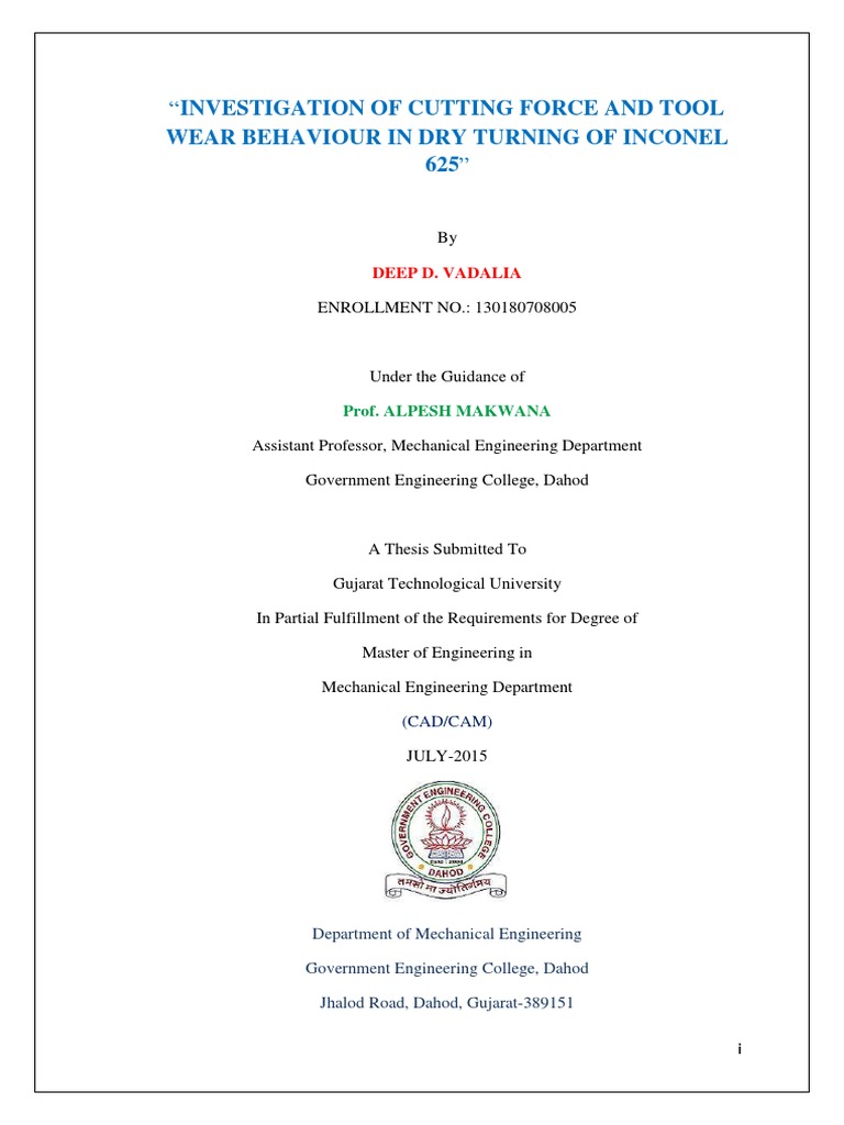130180708005 Experimental Investigation Of Cutting Force And Tool Wear Behaviour While Dry