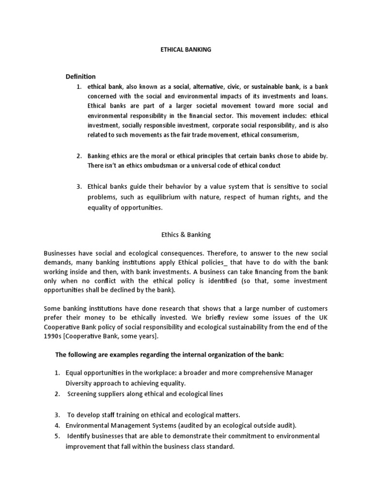 Ethical Banking | PDF | Sustainability | Corporate Social Responsibility
