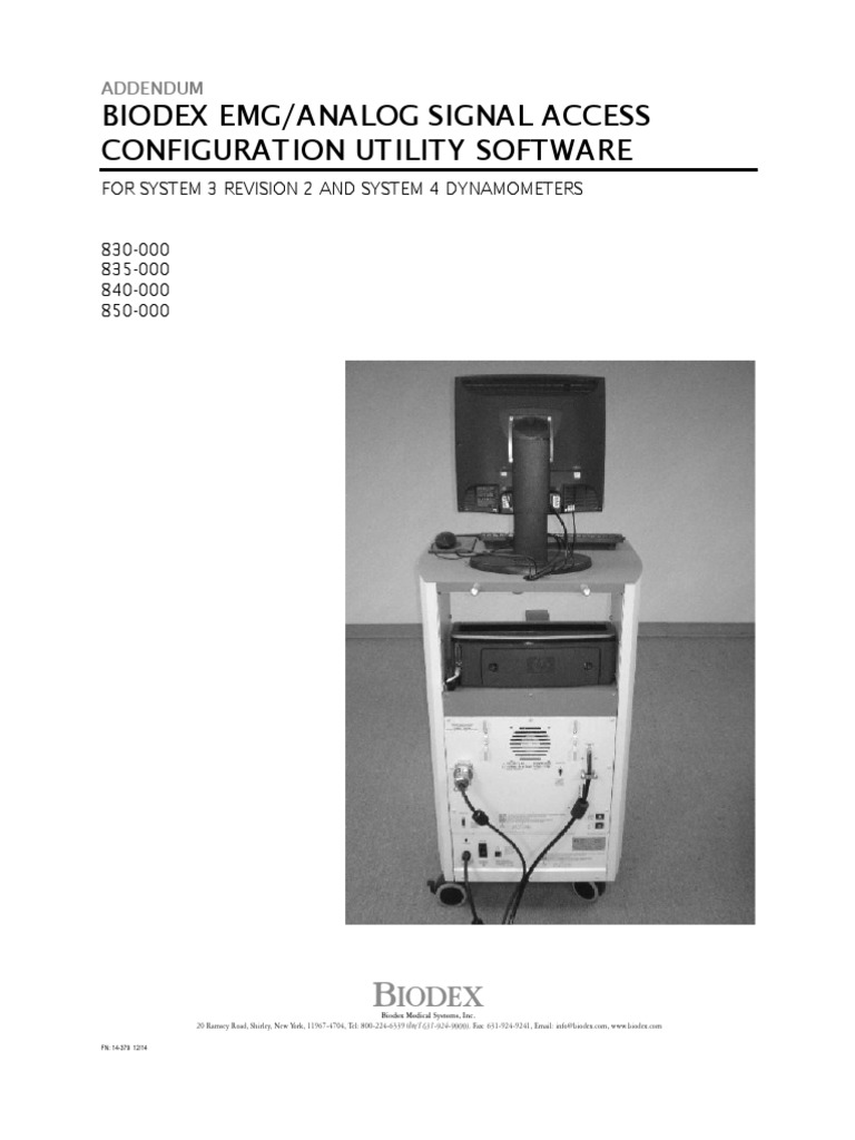 Biodex System 4 Synchronization Manual-Mjs-Emg-Analog-Signal-Access-Config-14379 | PDF ...
