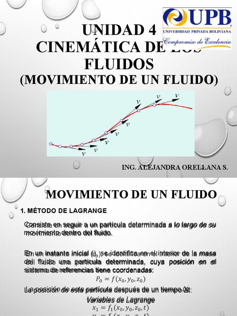 UNIDAD 4 - Cinemática de Los Fluidos (Mov. de Un Fluido) | PDF | Mecánica de fluidos | Aceleración