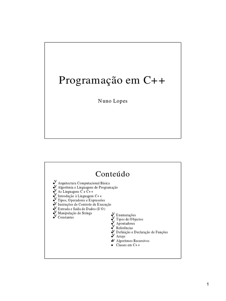 Programação C++ Introdução | PDF | C (linguagem de programação) | C