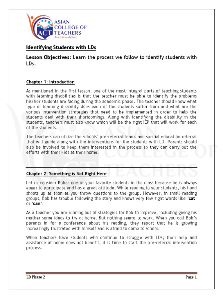 2 Identifying and Supporting Learners With Special Needs | PDF ...
