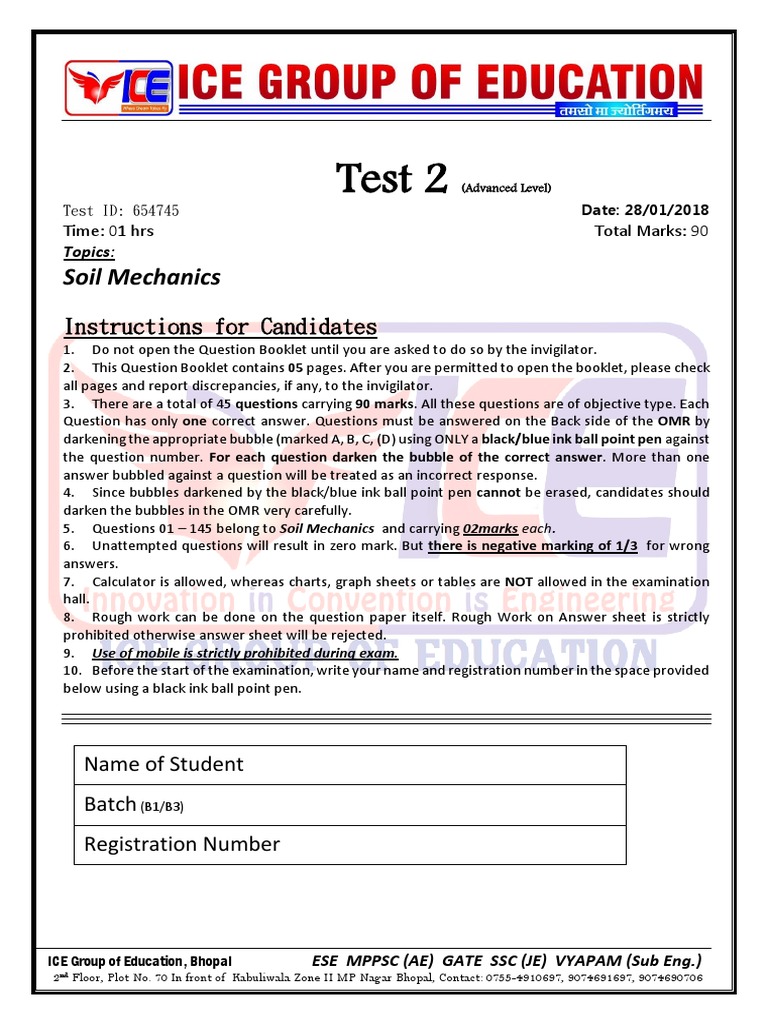 Test 2: Soil Mechanics | PDF | Density | Nature