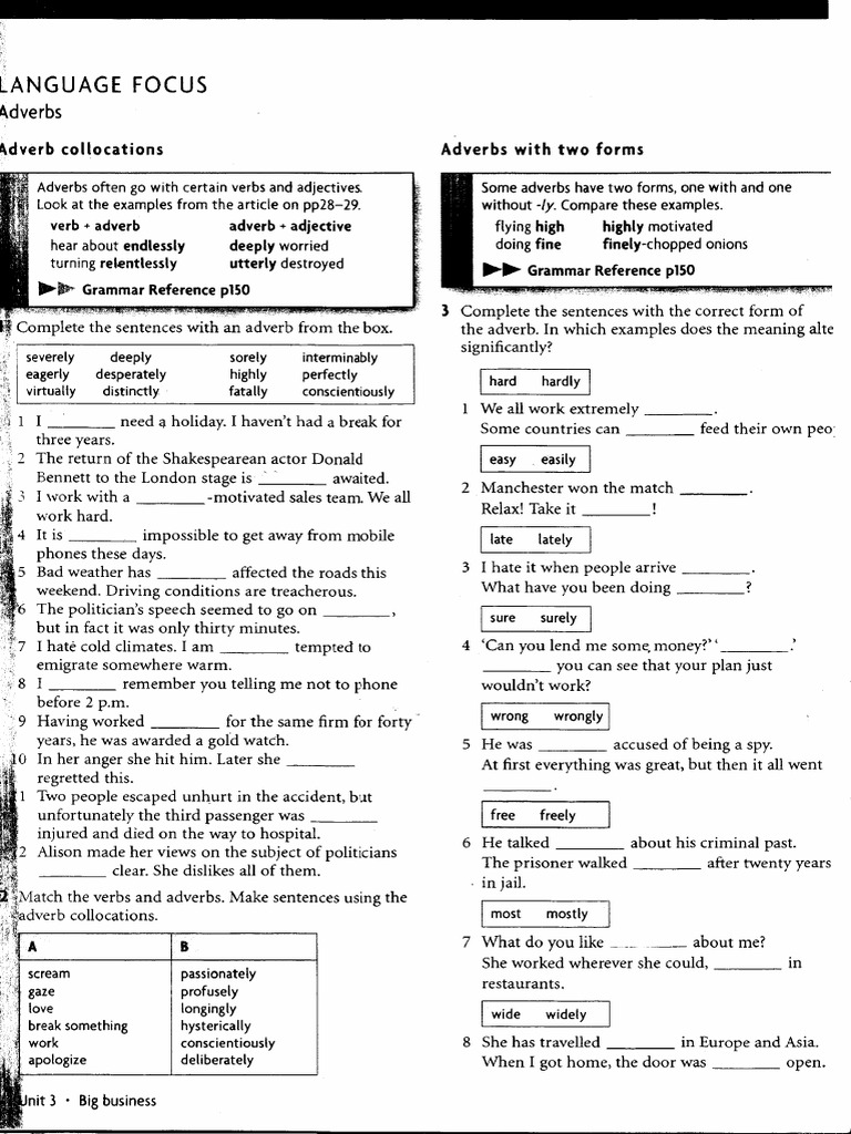 Ex. Hard - Hardly | PDF | Adverb | Adjective