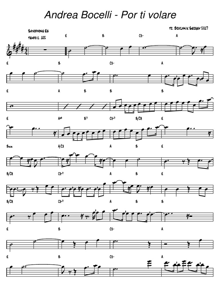 Andrea Bocelli - Por Ti Volare Eb | PDF