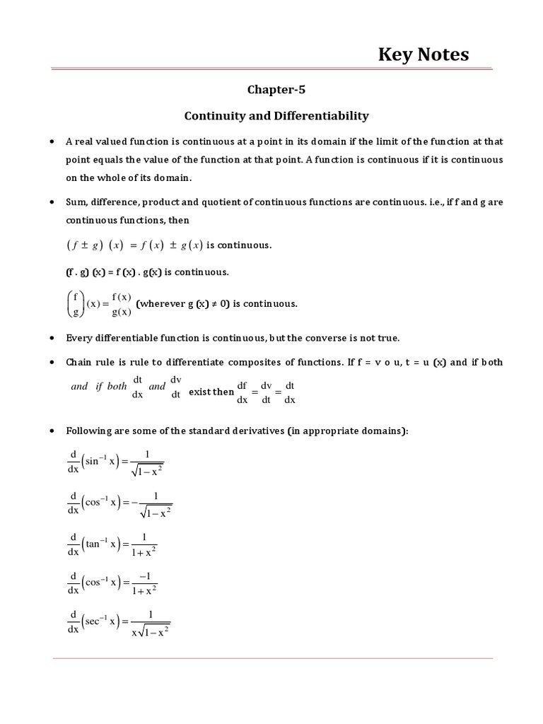 Calculus: Continuity & Differentiability | PDF | Derivative | Function ...