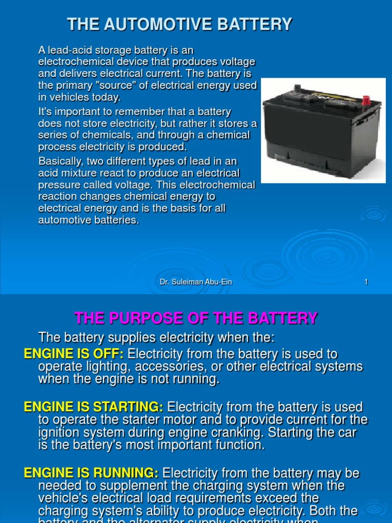 The Automotive Battery | PDF | Rechargeable Battery | Energy Storage
