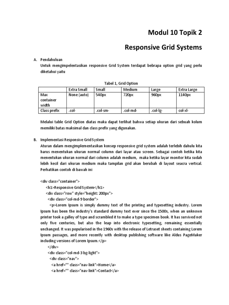 Modul 10 Topik 2 Responsive GRid System | PDF