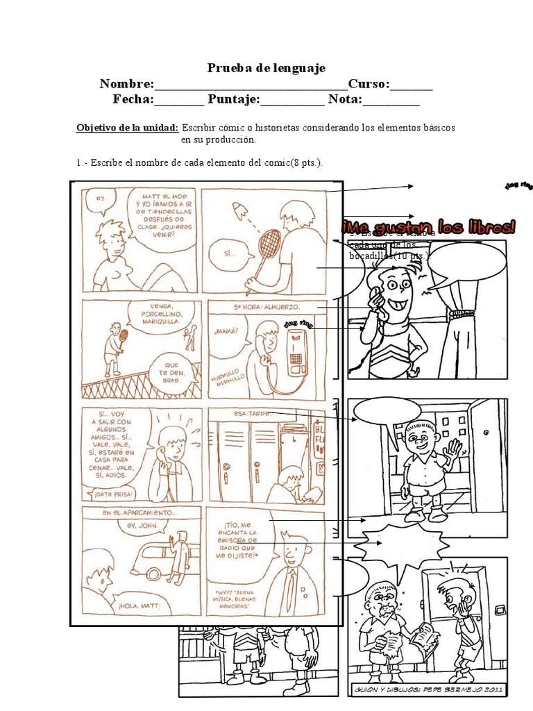 Prueba de Lenguaje Comic | PDF