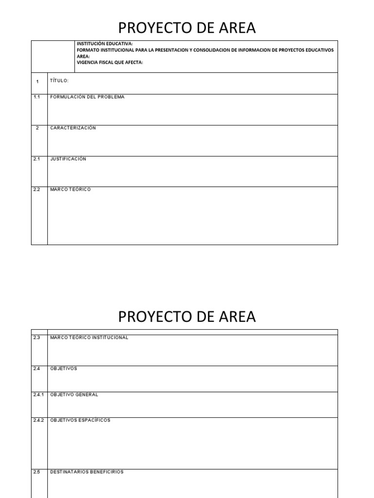 Proyecto Formato Vacio | PDF
