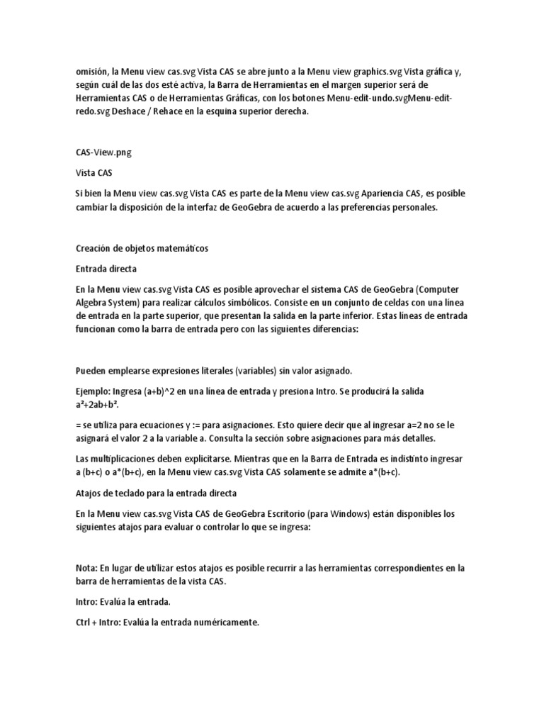 Guía de Uso de Vista CAS en GeoGebra | PDF | Ecuaciones | Función ...