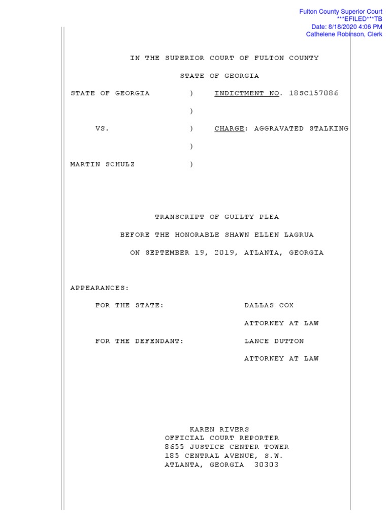 18SC157086 - Guilty Plea Transcript Subrosa | PDF | Plea | Legal Procedure