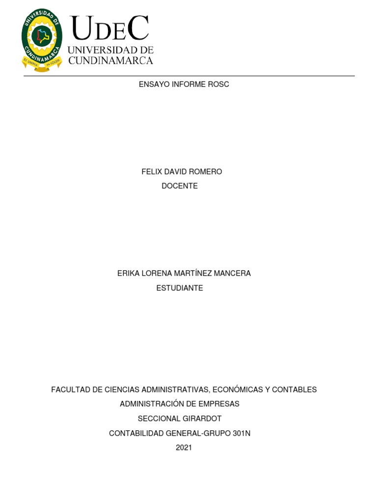 Ensayo Informe Rosc-Erika Martínez | PDF | Contabilidad | Estado financiero
