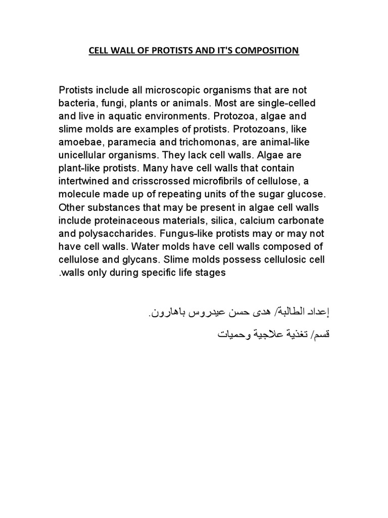 Cell Wall of Protists and It | PDF | Science & Mathematics