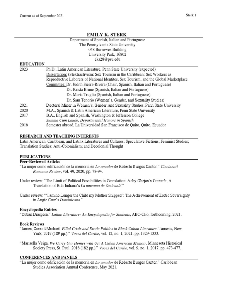Emily Sterk: Academic Profile Summary | PDF