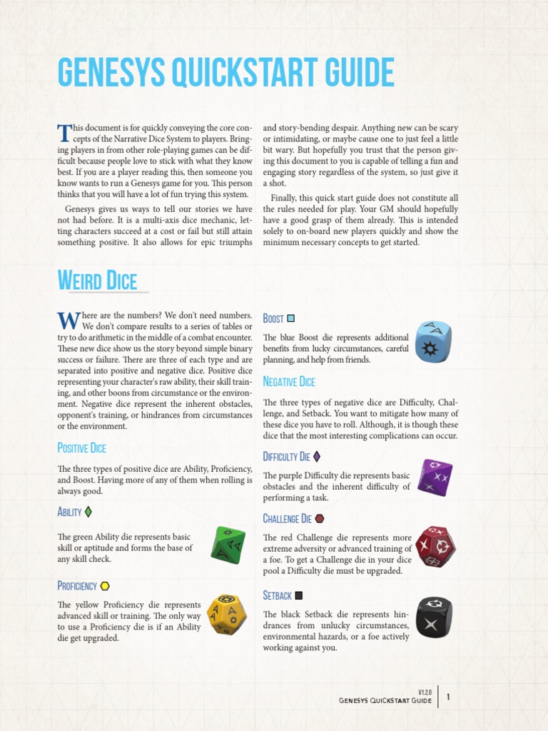 Genesys QuickStart Guide v1.2.0 | PDF | Role Playing Games | Gaming