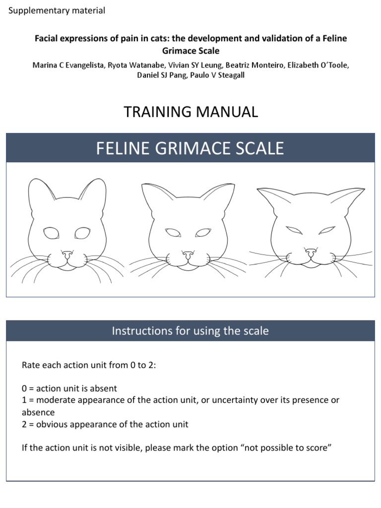 Feline Grimace Scale: Training Manual | PDF
