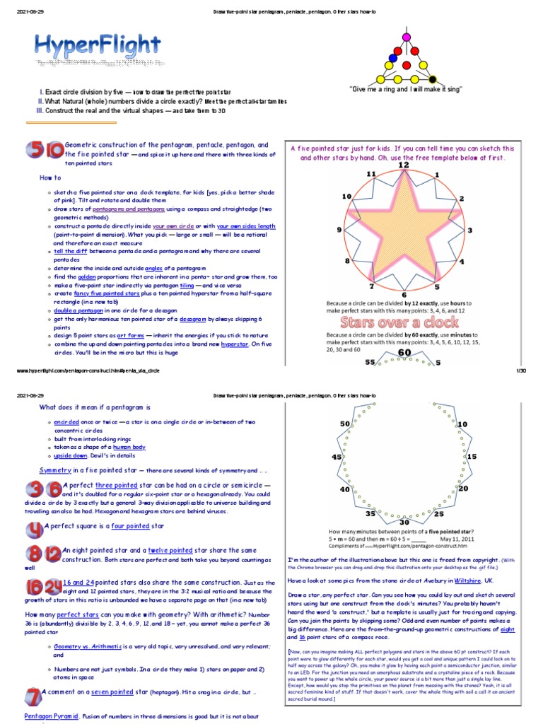 Draw Five-Point Star | PDF | Circle | Numbers