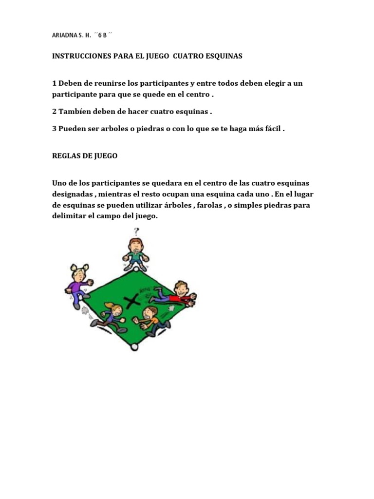 Instrucciones para El Juego Cuatro Esquinas | PDF