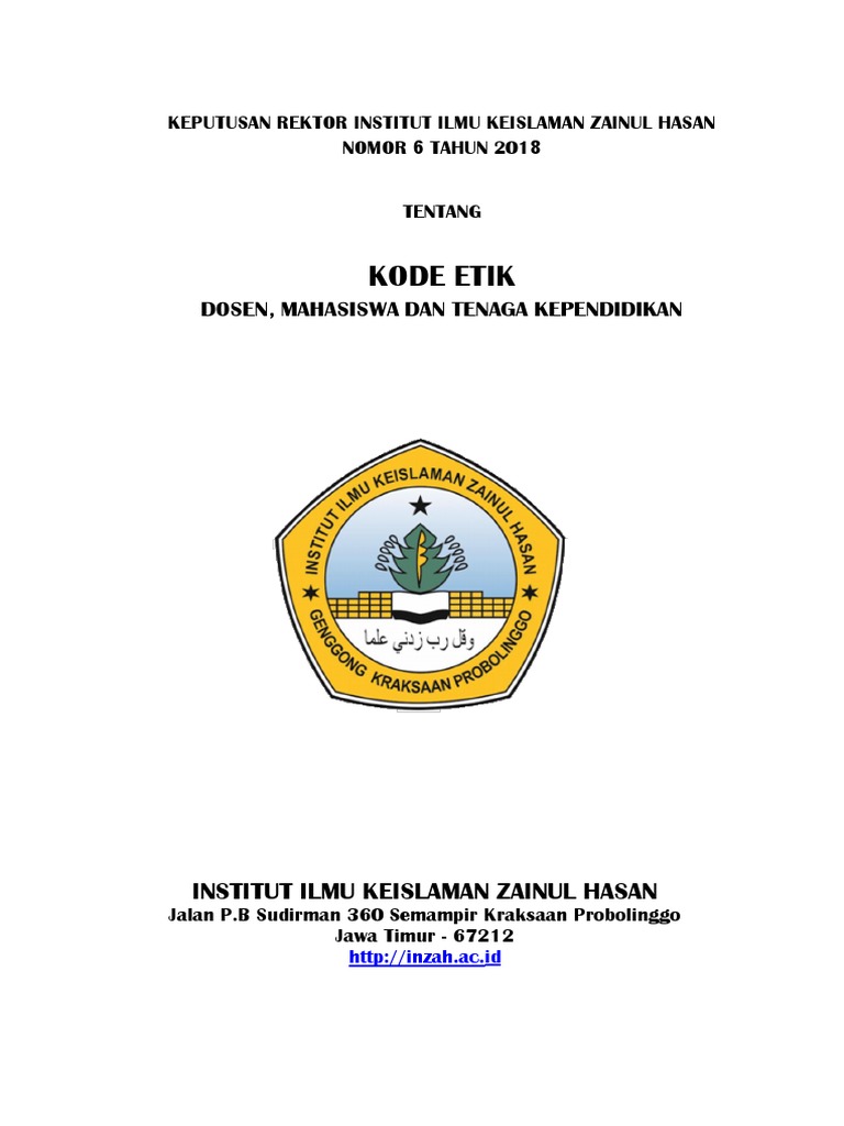 Kode Etik INZAH untuk Dosen dan Mahasiswa | PDF | Karier & Perkembangan