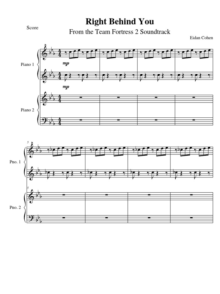 Team Fortress 2 Right Behind You Piano Sheet | PDF | Divertissement ...
