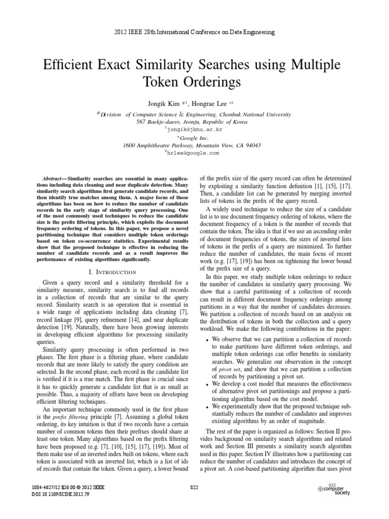 Efficient Exact Similarity Searches Using Multiple Token Orderings ...